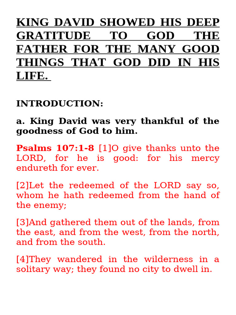 King David's Gratitude to God | PDF | Glory (Religion)
