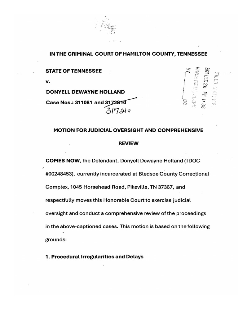 Motion For Judicial Oversight and Comprehensive Review | PDF