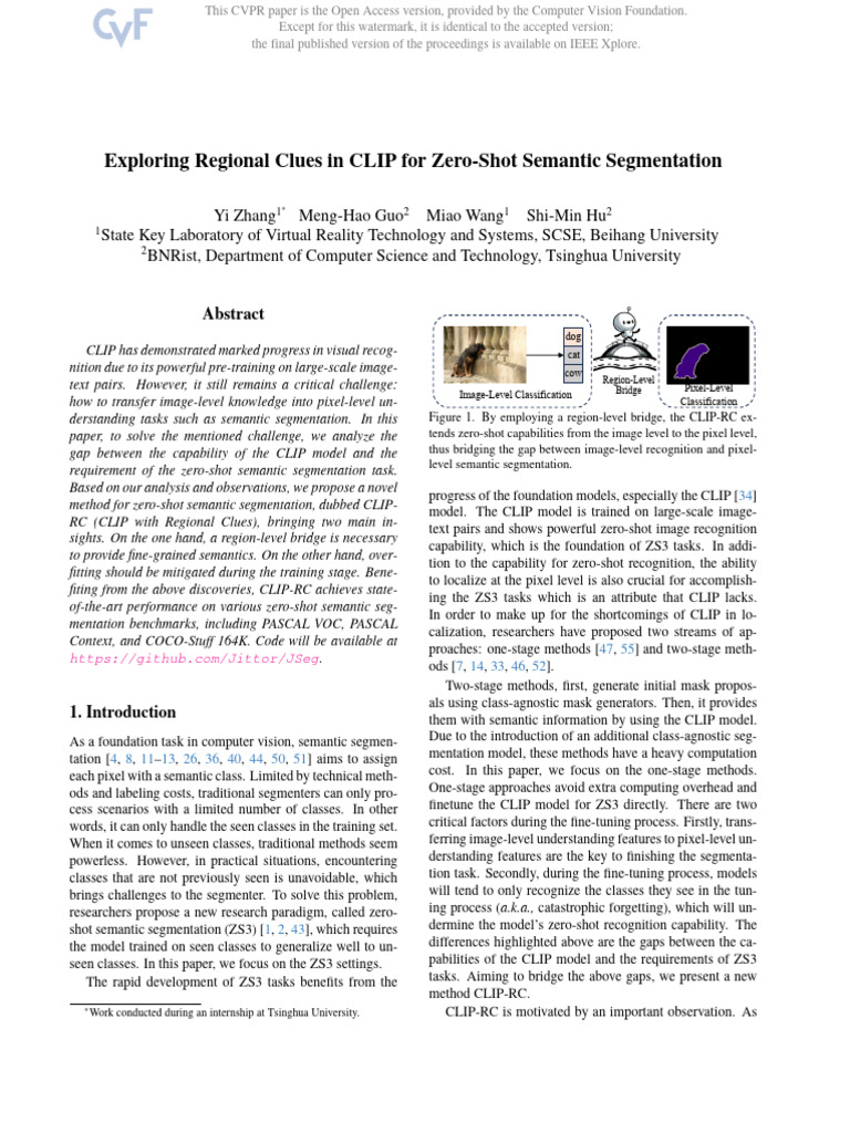 Zhang Exploring Regional Clues in CLIP For Zero-Shot Semantic Segmentation CVPR 2024 Paper | PDF ...