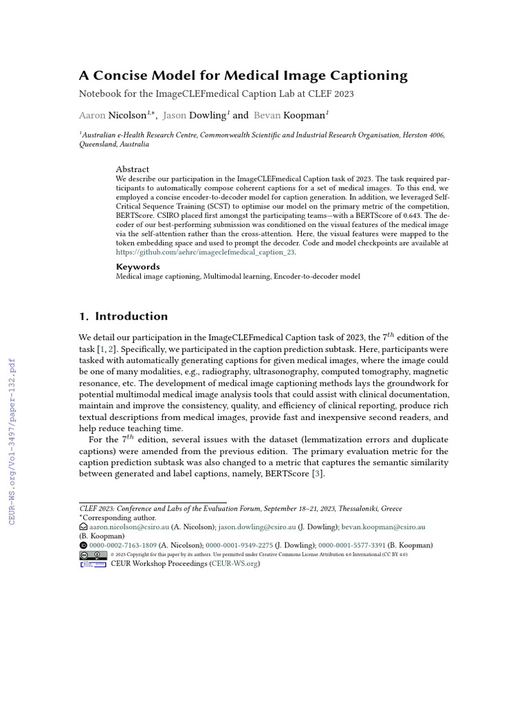 Medical Image Captioning Papers | PDF