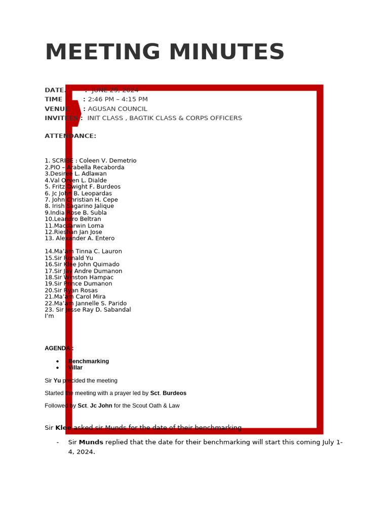June 2024 Meeting Minutes Summary | PDF
