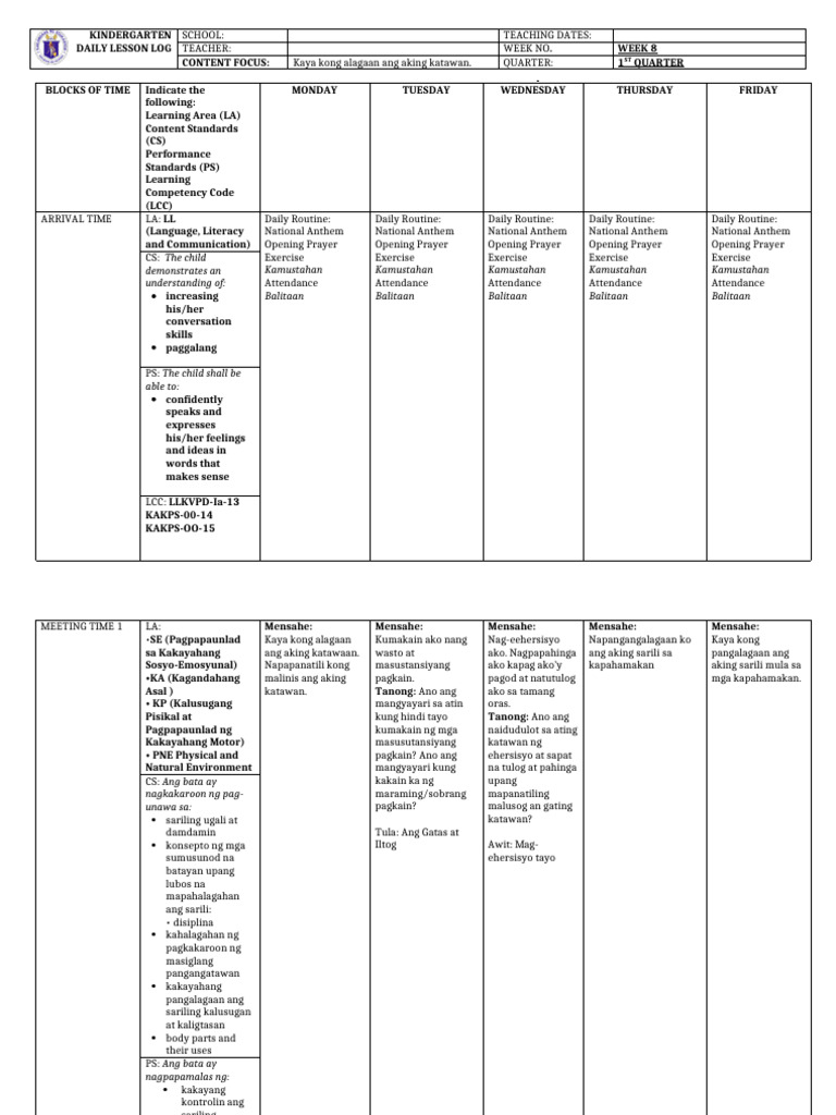 KINDER-DLL-week-8 | PDF