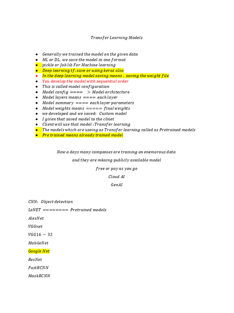 Transfer Learning Models | PDF