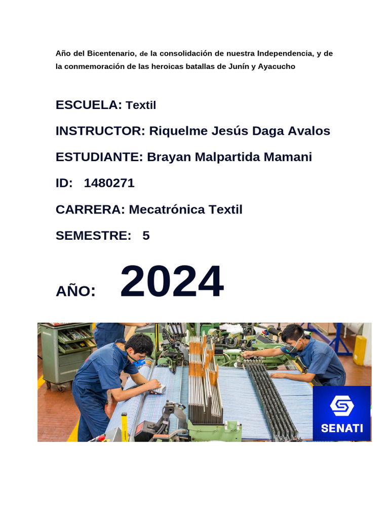 Informe 2 Daga V Semetre | PDF | Telar | Textiles