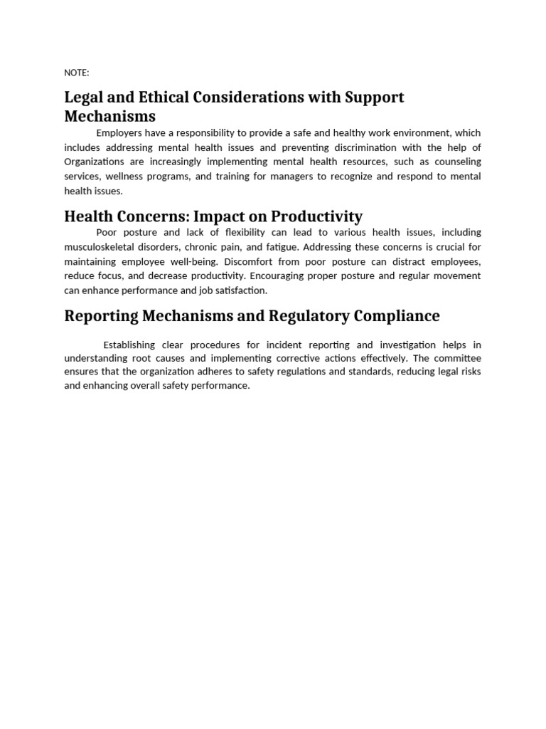 Legal and Ethical Workplace Support | PDF