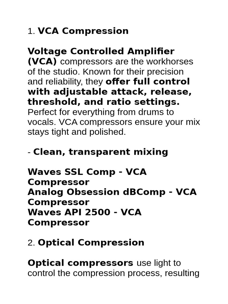 Types of Audio Compressors Explained | PDF