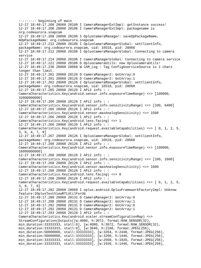 Camera Log Analysis for Developers | PDF | Computing | Software
