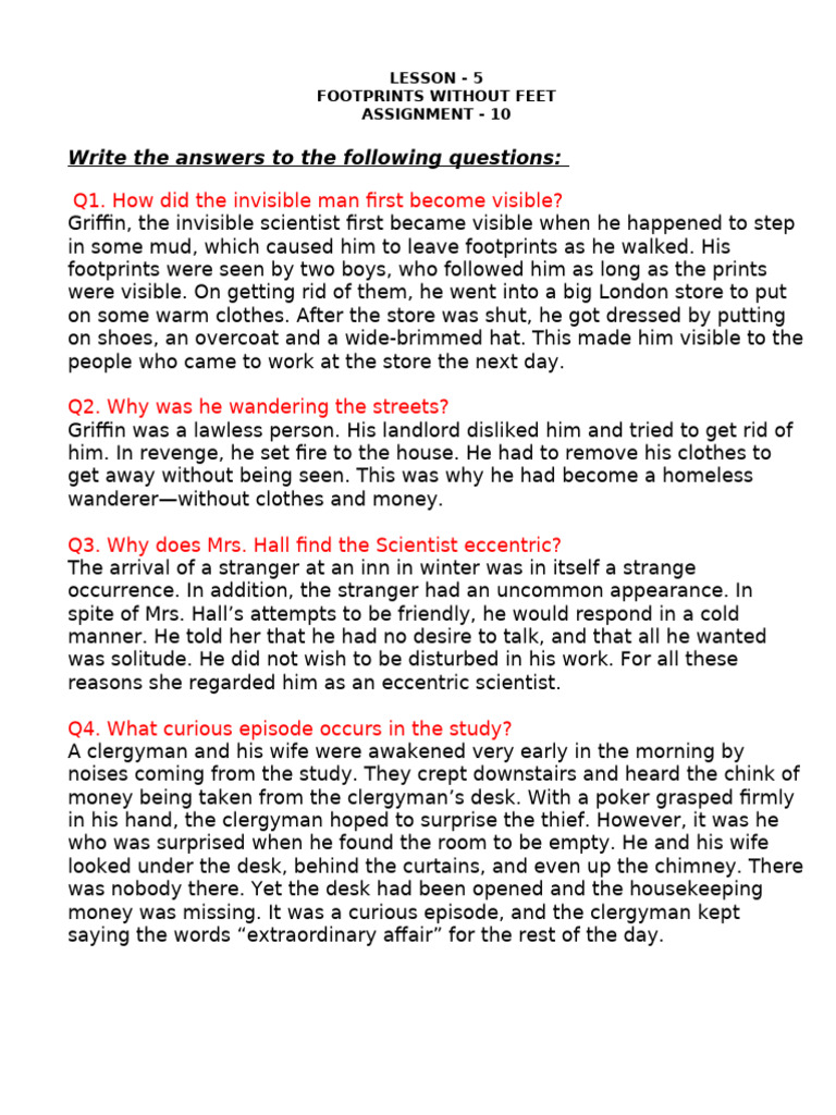 Resource 20241029093519 Footprints Without Feet - Assignment Solution | PDF