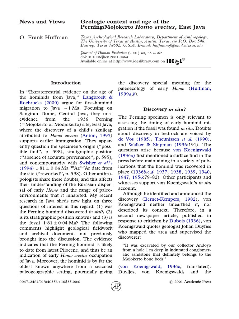 Geologic Context and Age of The Perning | PDF | Volcano | Geology