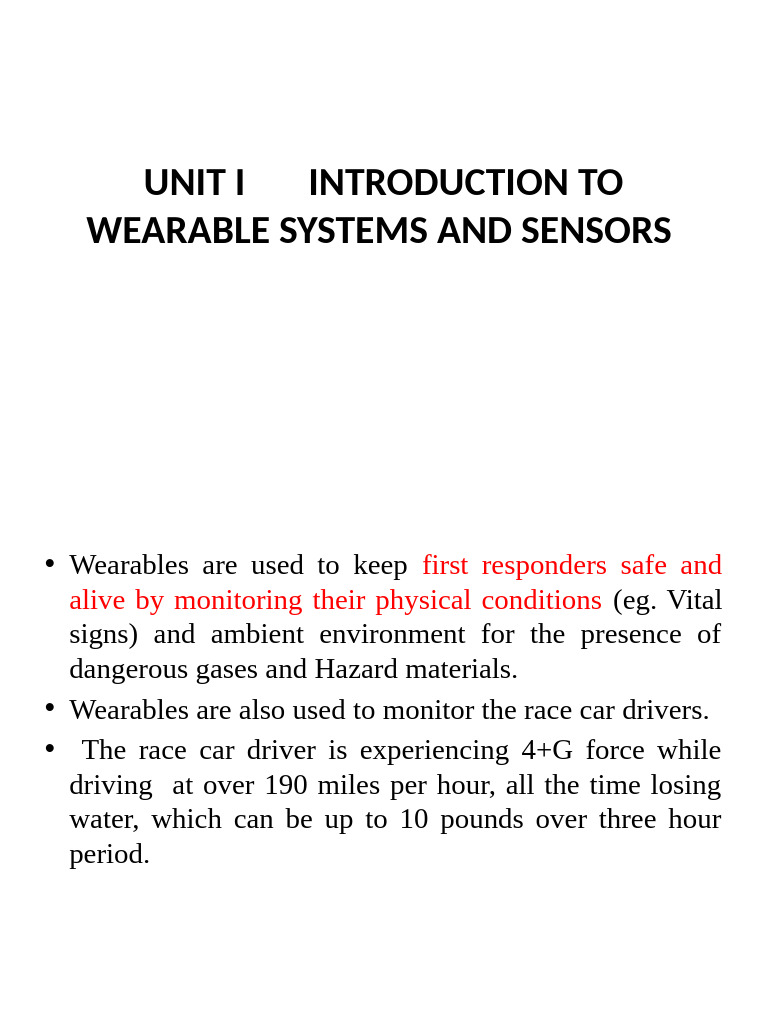 Unit I Introduction To Wearable Systems and Sensors | PDF | Accelerometer | Wearable Technology
