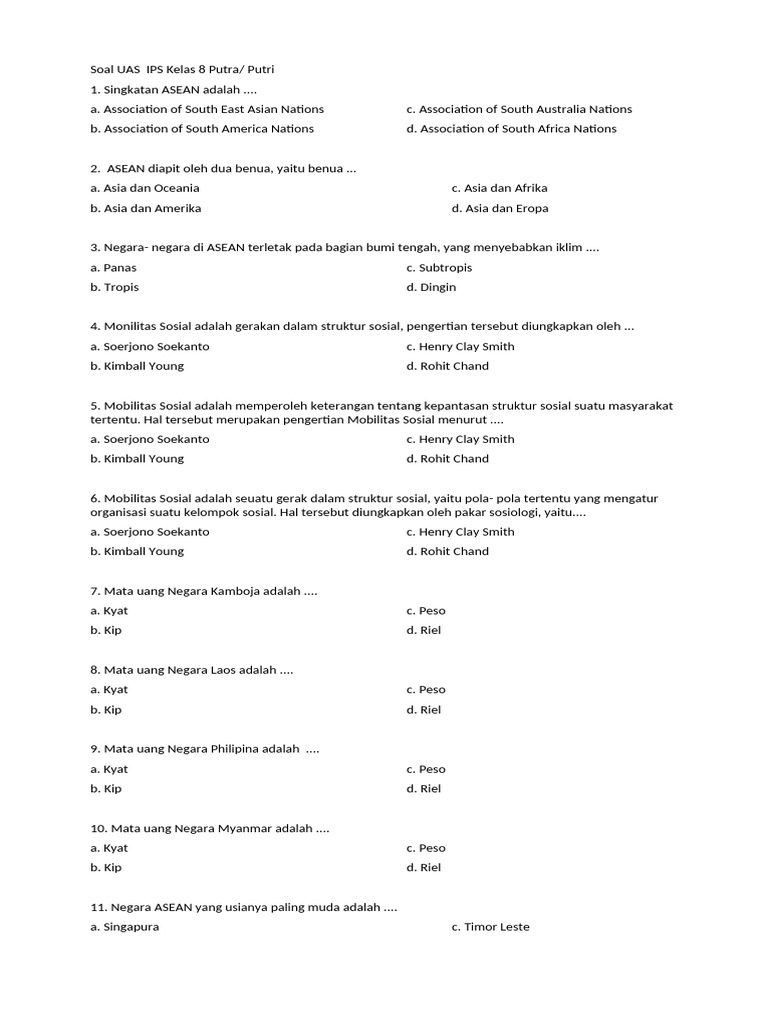 Soal Uas Ips Kelas Viii | PDF
