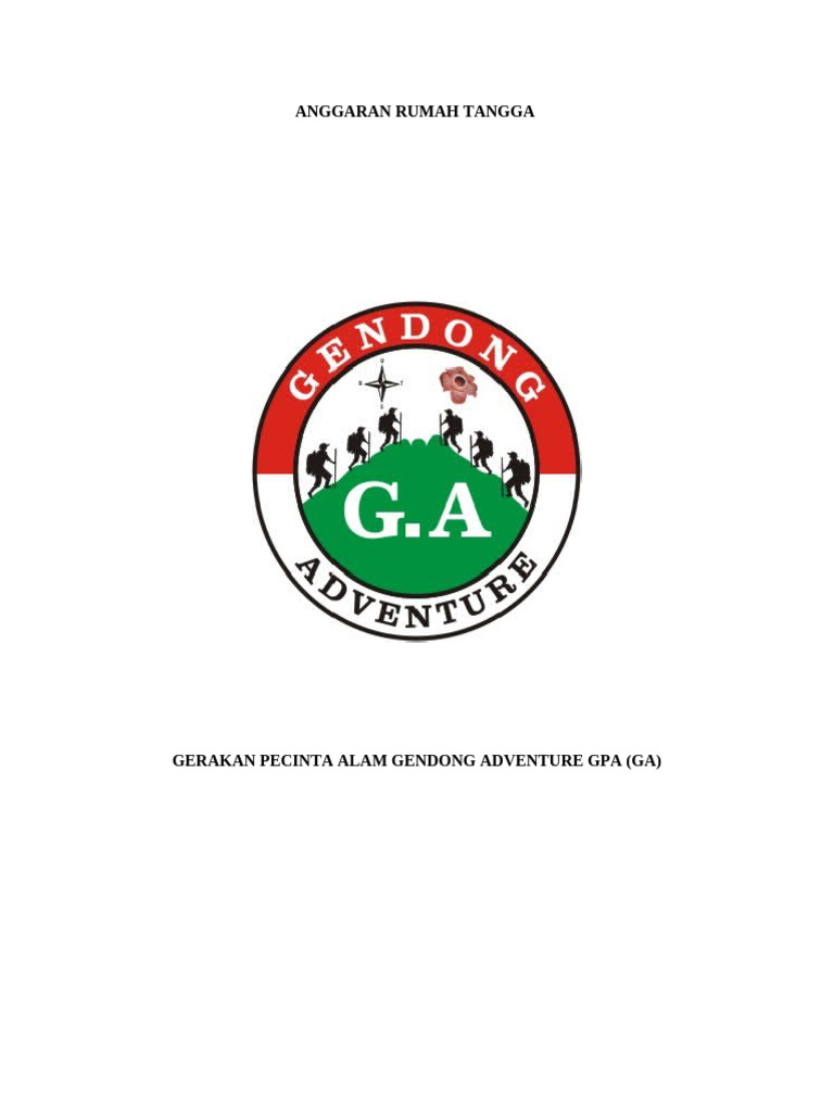 Anggaran Rumah Tangga Gerakan Pecinta Alam Gendong Adventure Gpa | PDF