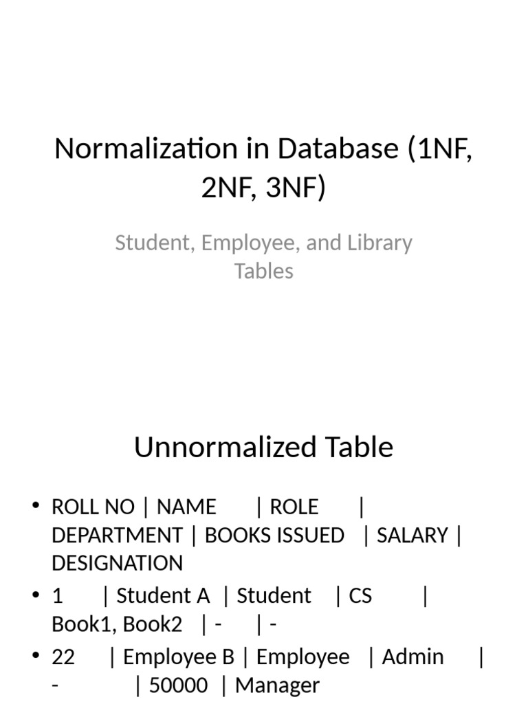 Normalization Presentation | PDF