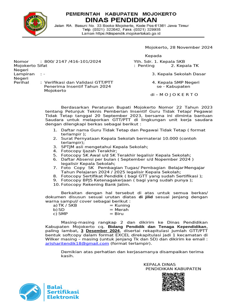 SURAT EDARAN GTT PTT 2024 Triwulan 4_01ff52826588af7782532cb0b17d70c5 | PDF