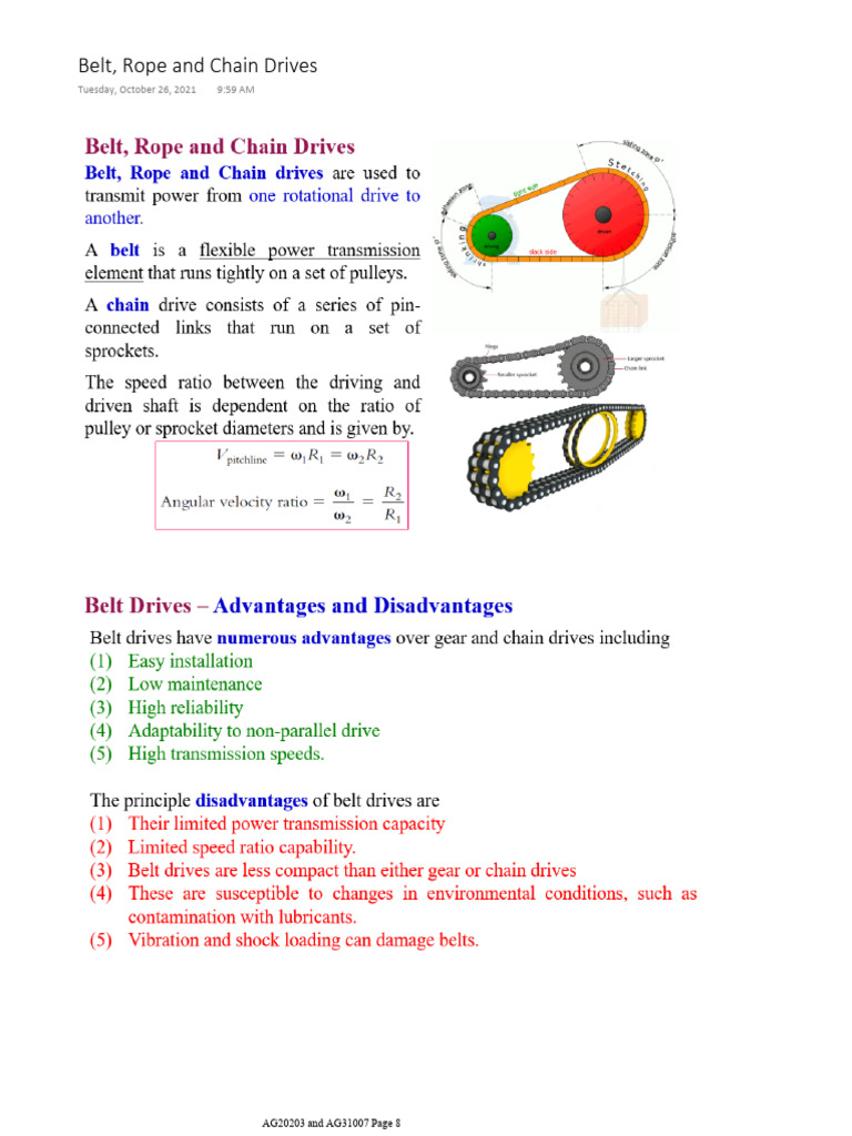 AG20203 and AG31007 - Belt, Rope and Chain Drives | PDF