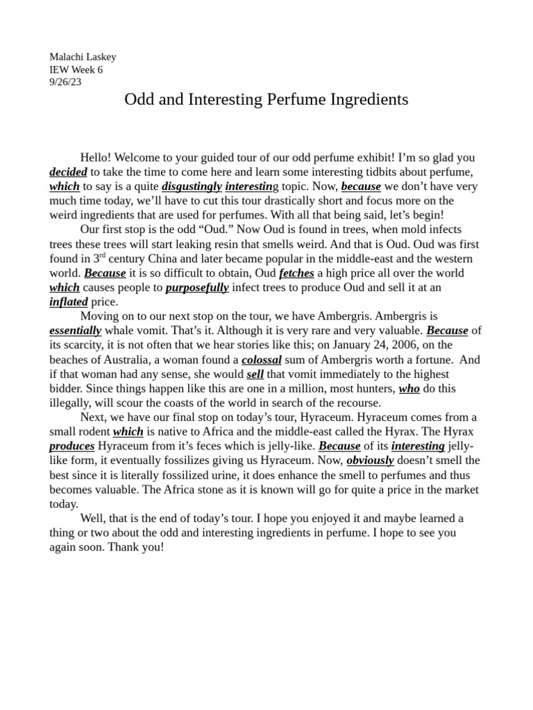 Odd Ingredients in Perfume Explained | PDF