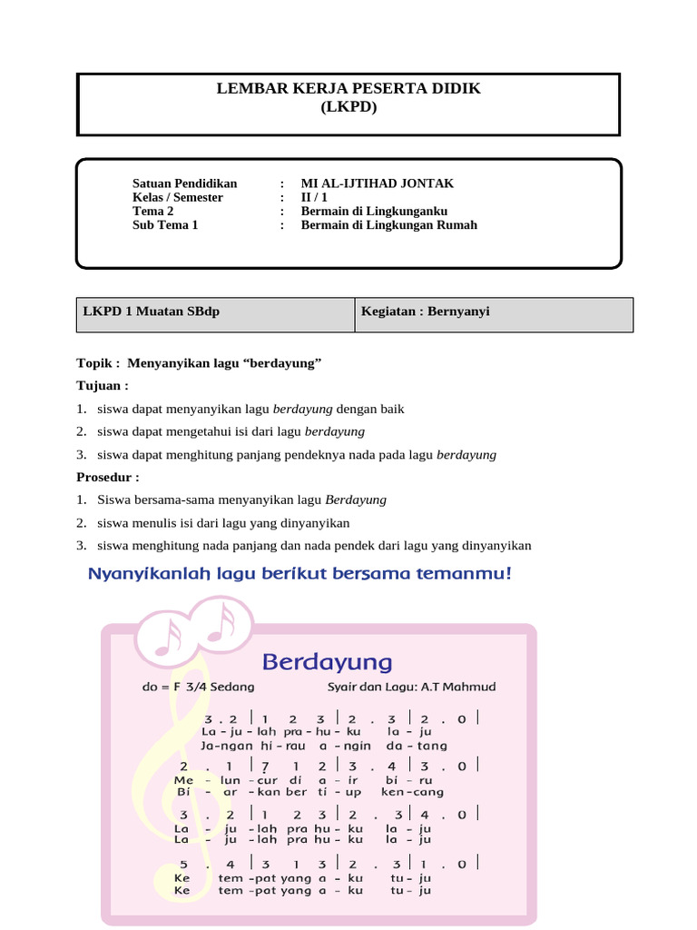LKPD KELAS 2 TEMA 2 ST 1 | PDF