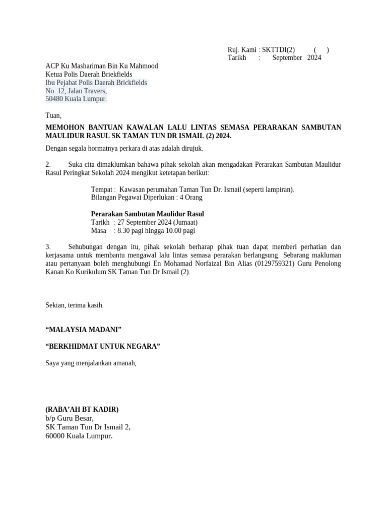 Surat Polis Maulidur Rasul 2024 | PDF