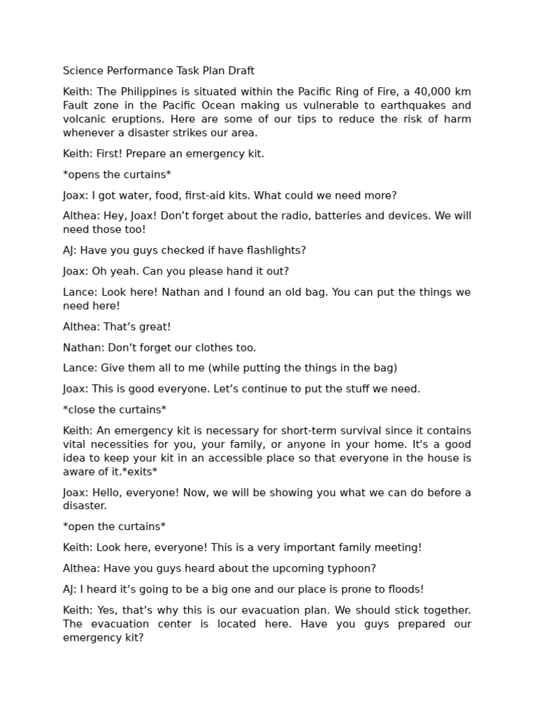 Science Performance Task Plan Draft | PDF