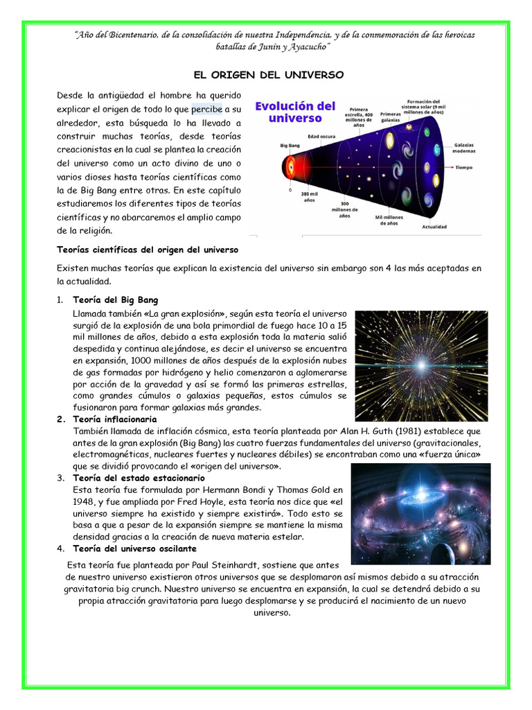 Teorías del Origen del Universo | PDF | Universo | Big Bang
