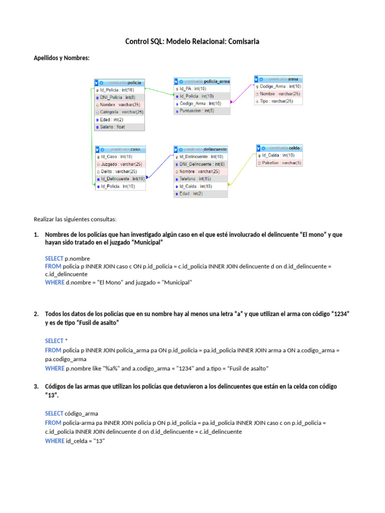 Solución Control SQL | PDF | SQL | Bases de datos