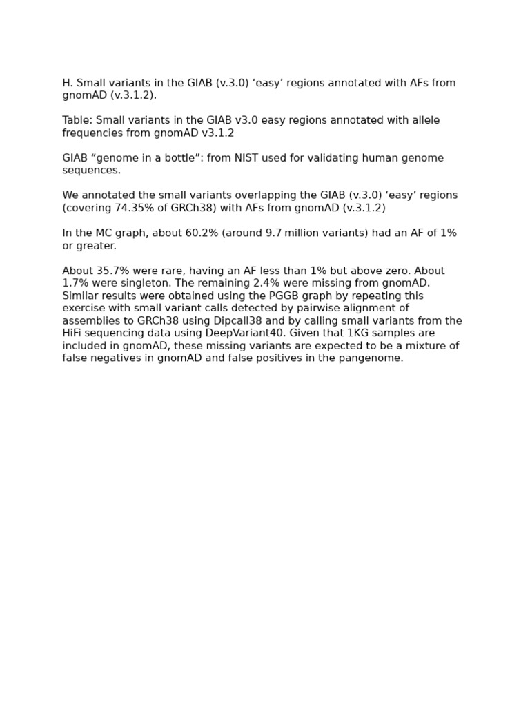 GIAB v3.0 Small Variants with gnomAD AFs | PDF