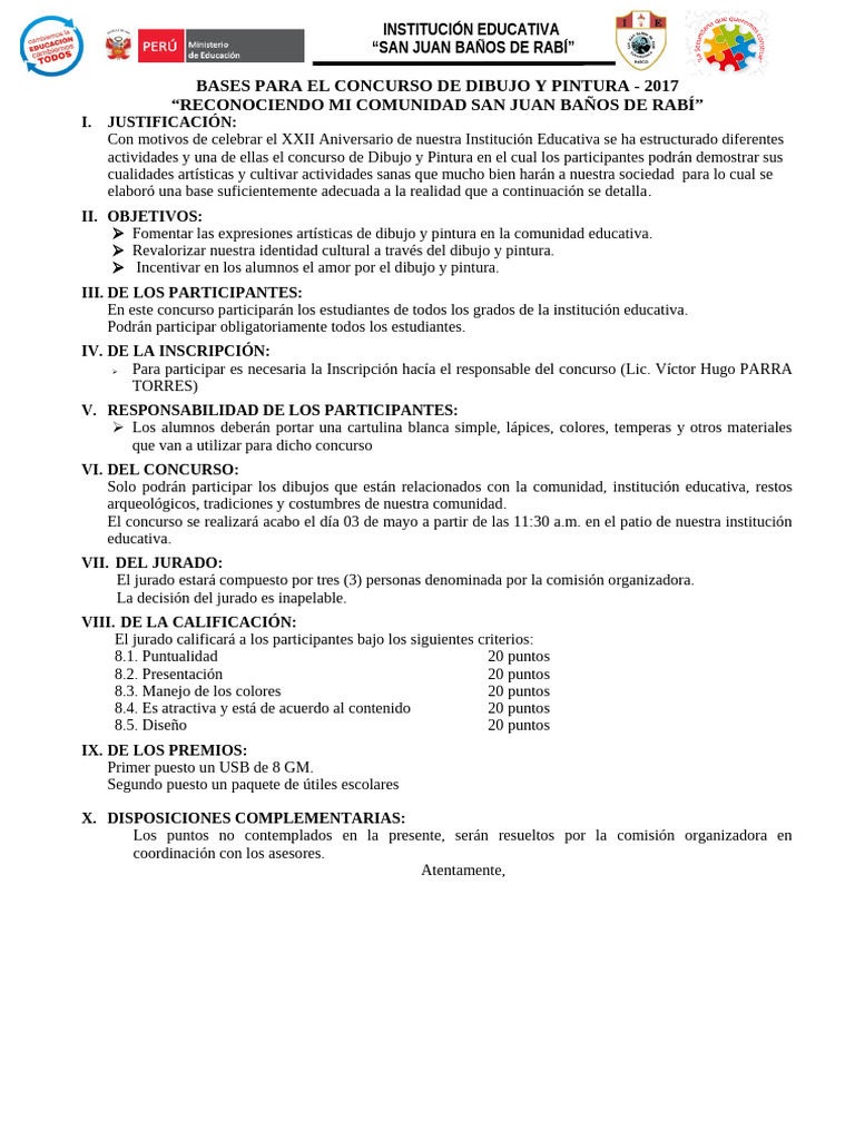 Bases para El Concurso de Canto | PDF