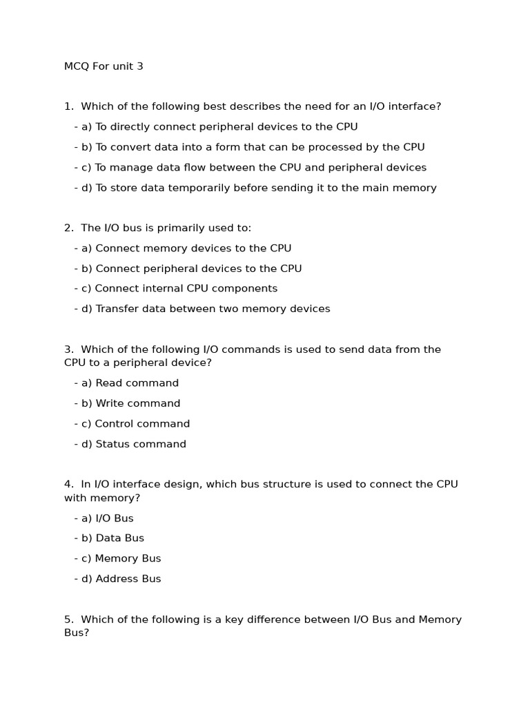MCQ3 | PDF | Input/Output | Random Access Memory