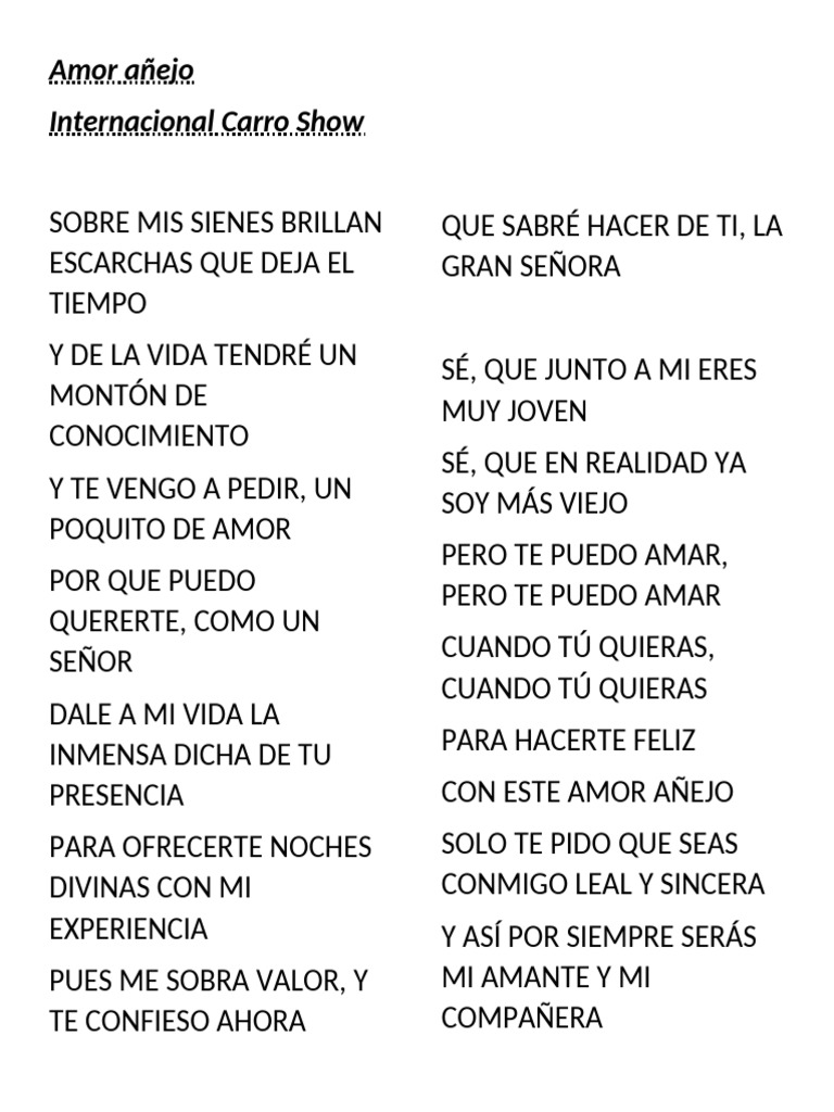 AMOR AÑEJO CARRO | PDF