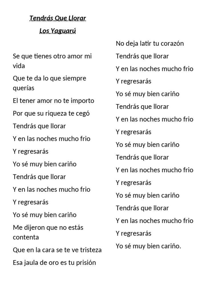 Tendras Que Llorar | PDF