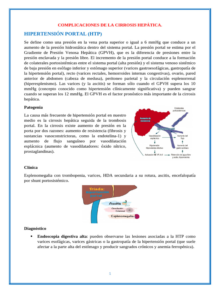 Complicaciones de La Cirrosis Hepática | PDF | Cirrosis | Medicina CLINICA