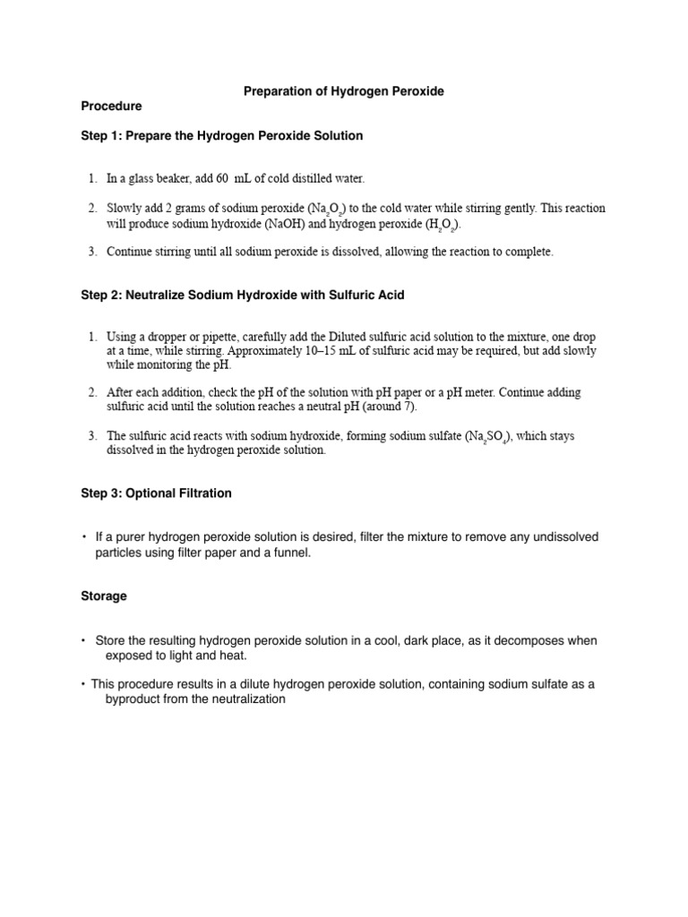 Preparation of Hydrogen Peroxide | PDF