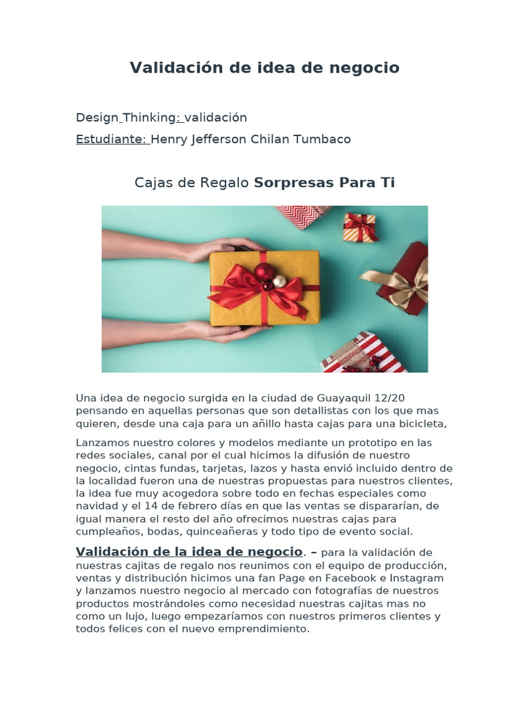 Validación de Idea de Negocio | PDF