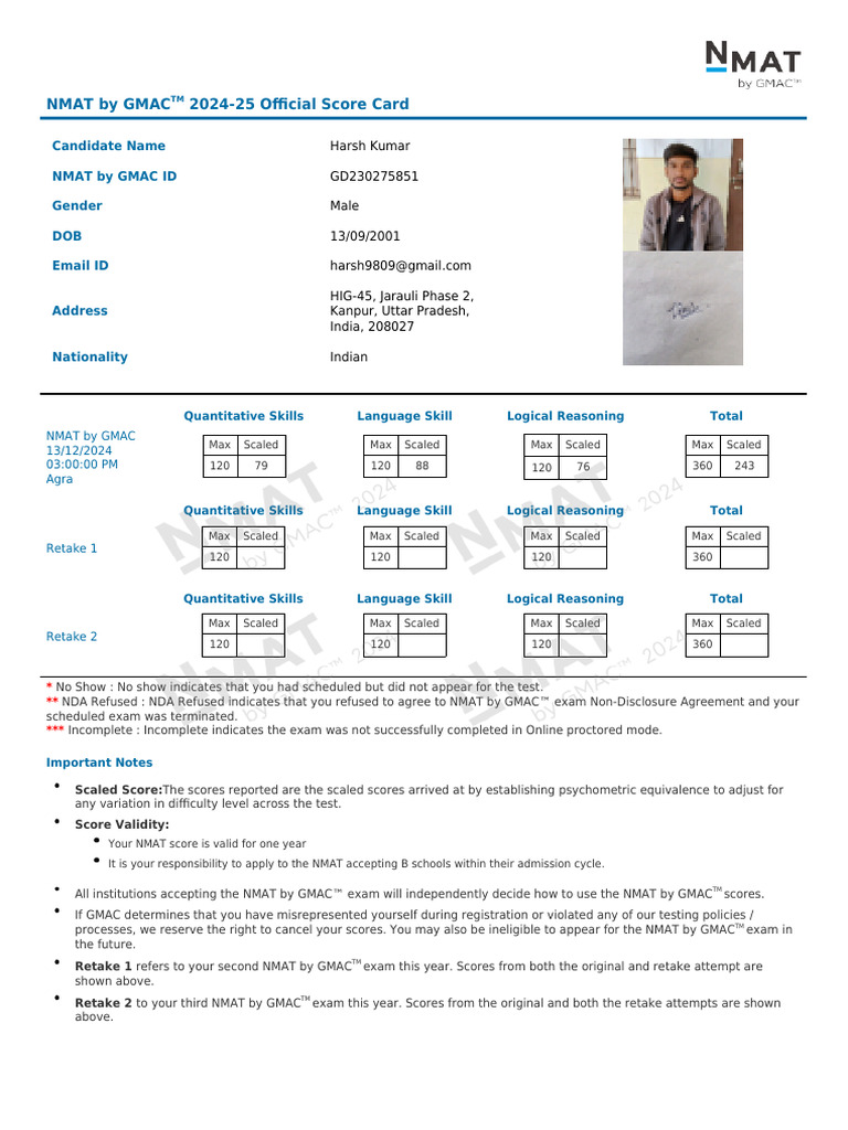 Exam Score Card | PDF | Evaluation Methods
