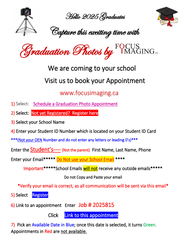 Sacred Heart CHS Graduation Photo Session Online Signup Instructions ...