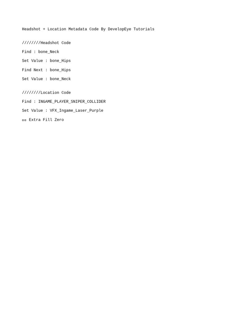 Headshot & Location Metadata Code by DevelopEye Tutorials | PDF