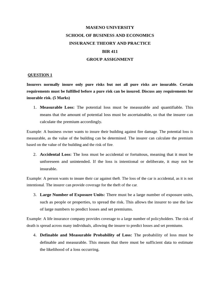 Insurance Theory and Practice Assignment | PDF | Insurance | Underwriting