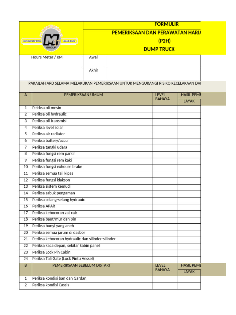 Form p2h Dump Truck | PDF