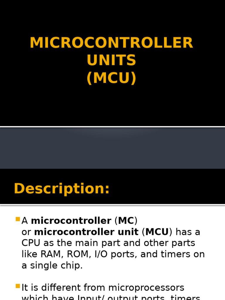 Microcontroller Units.pptm 1 | PDF | Microcontroller | Embedded System