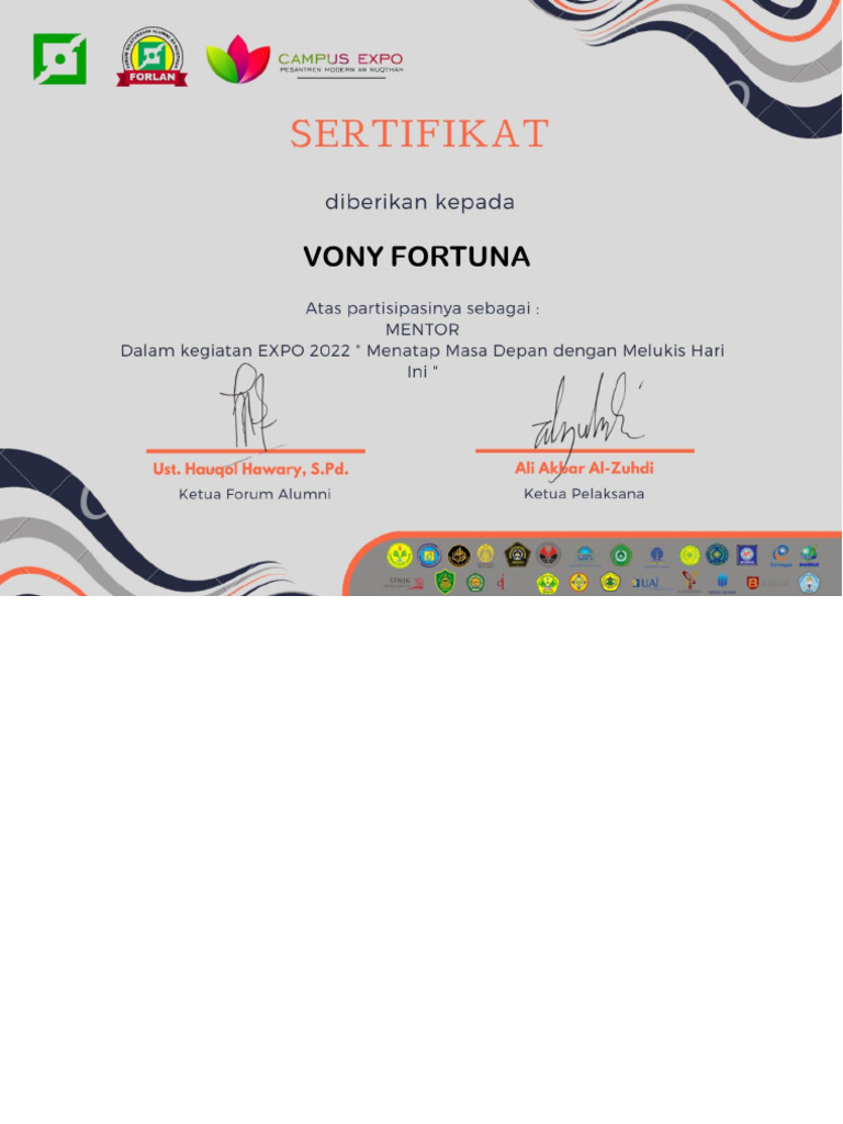 Certificate - VONY FORTUNA | PDF