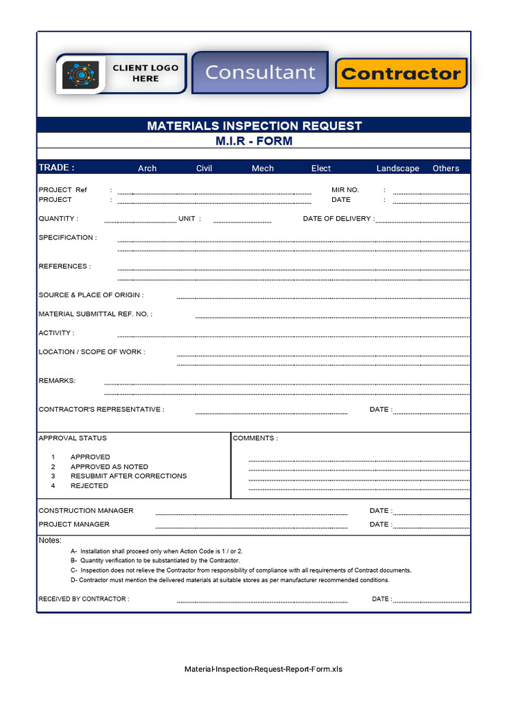 Material-Inspection-Request-Report-Form | PDF