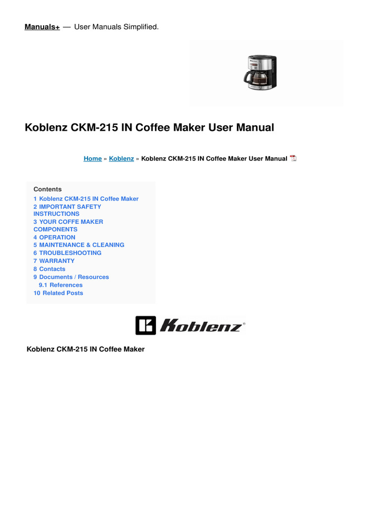 ckm-215-in-coffee-maker-manual | PDF | Clock | Legal Liability