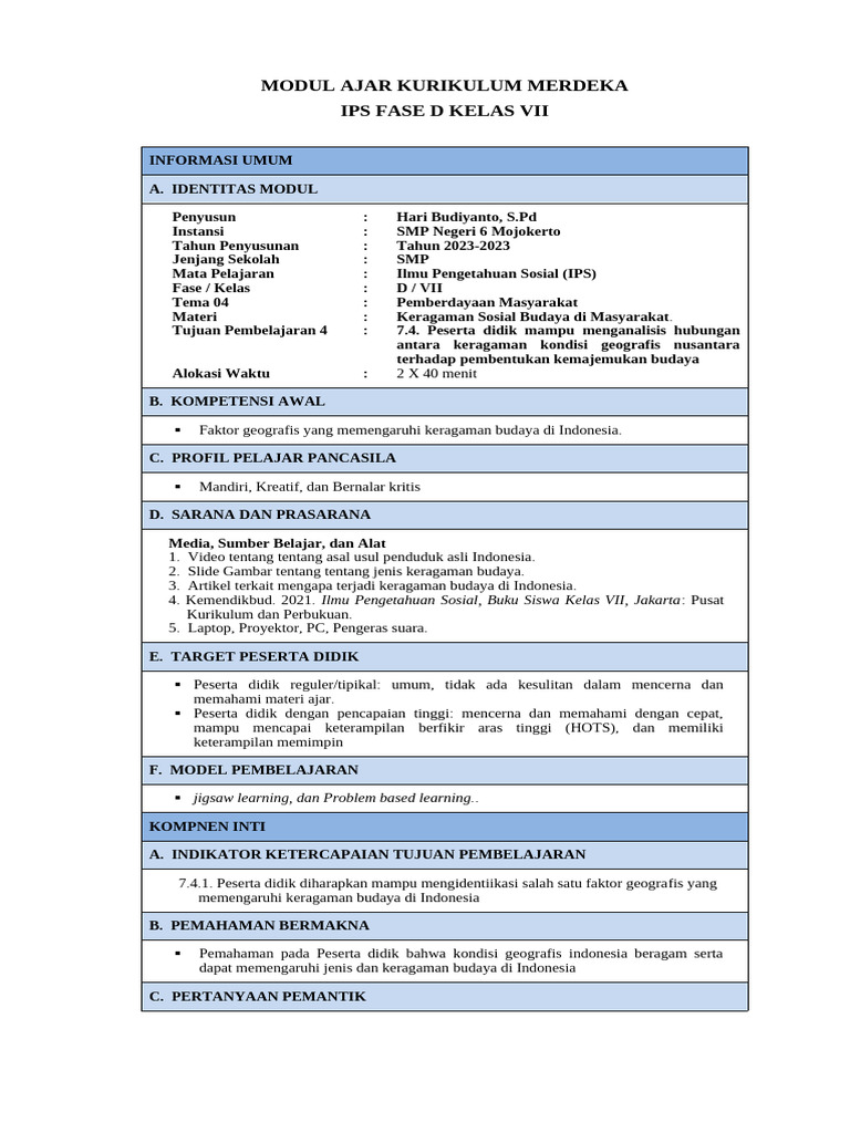 4. Modul Ajar BAB IV Spensix 2023-2024 | PDF