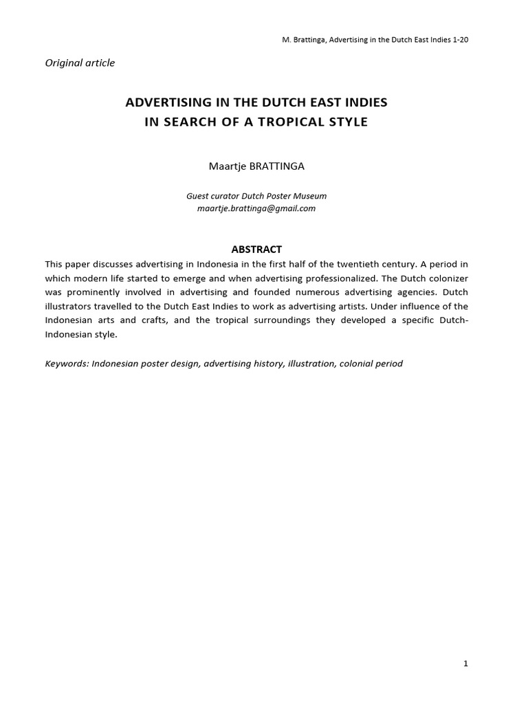 Advertising in The Dutch East Indies | PDF | Indonesia | Advertising