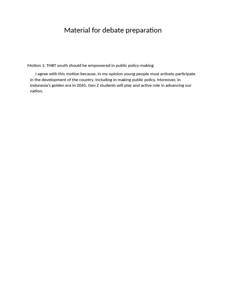 Material For Debate Preparation | PDF