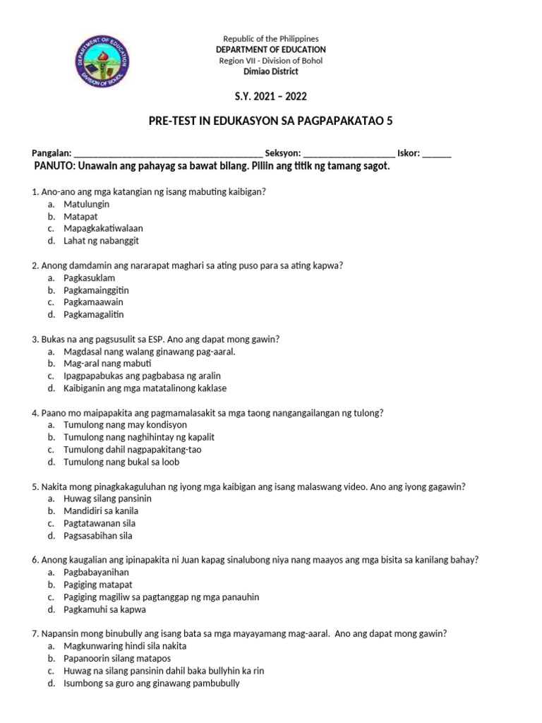 Esp Diagnostic-Test | PDF