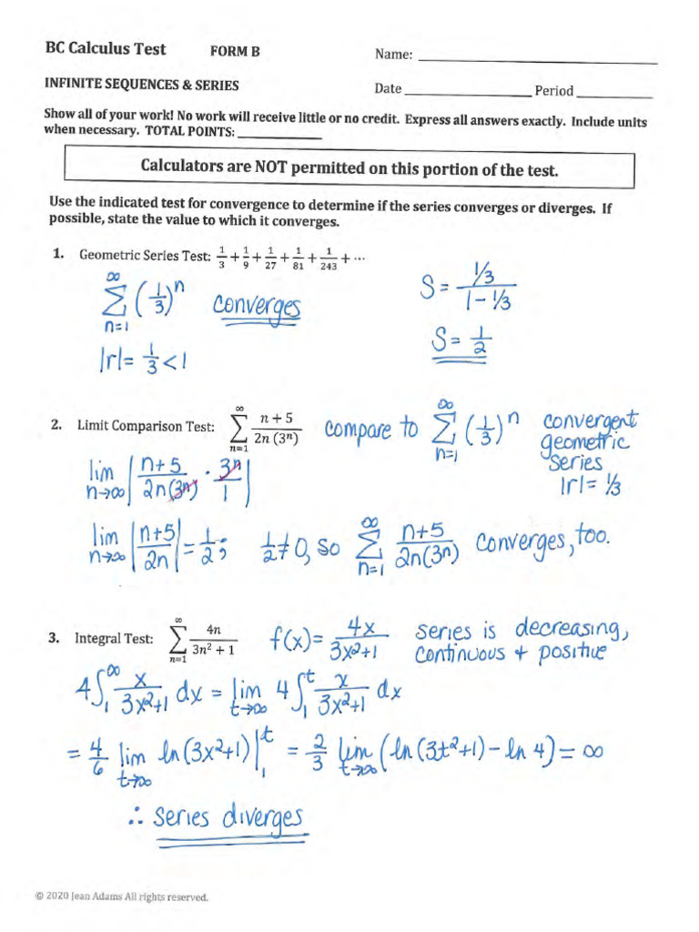 Unit 10 Free-Response Test B Key | PDF