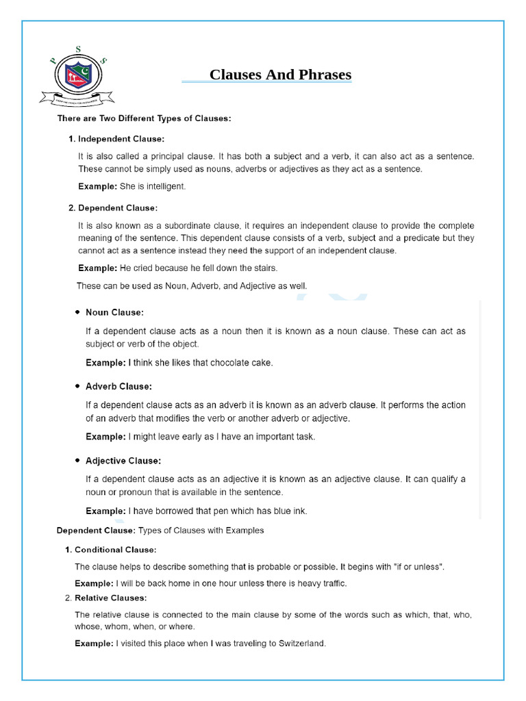 Phrases and Clauses | PDF | Verb | Adverb