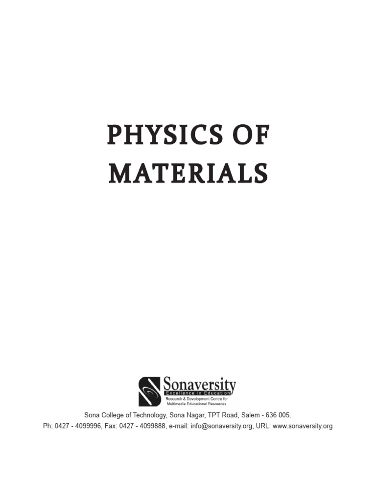 Physics of Materials CSE&IT | PDF | Electrical Resistivity And Conductivity | Valence And ...