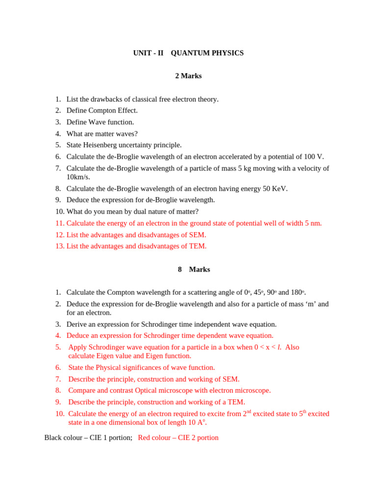 Question Bank - Quantum Physics | PDF